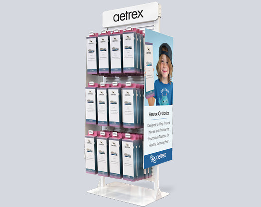 All-in-one display with Tootsie/Kids Orthotic Panels – Aetrex Technology